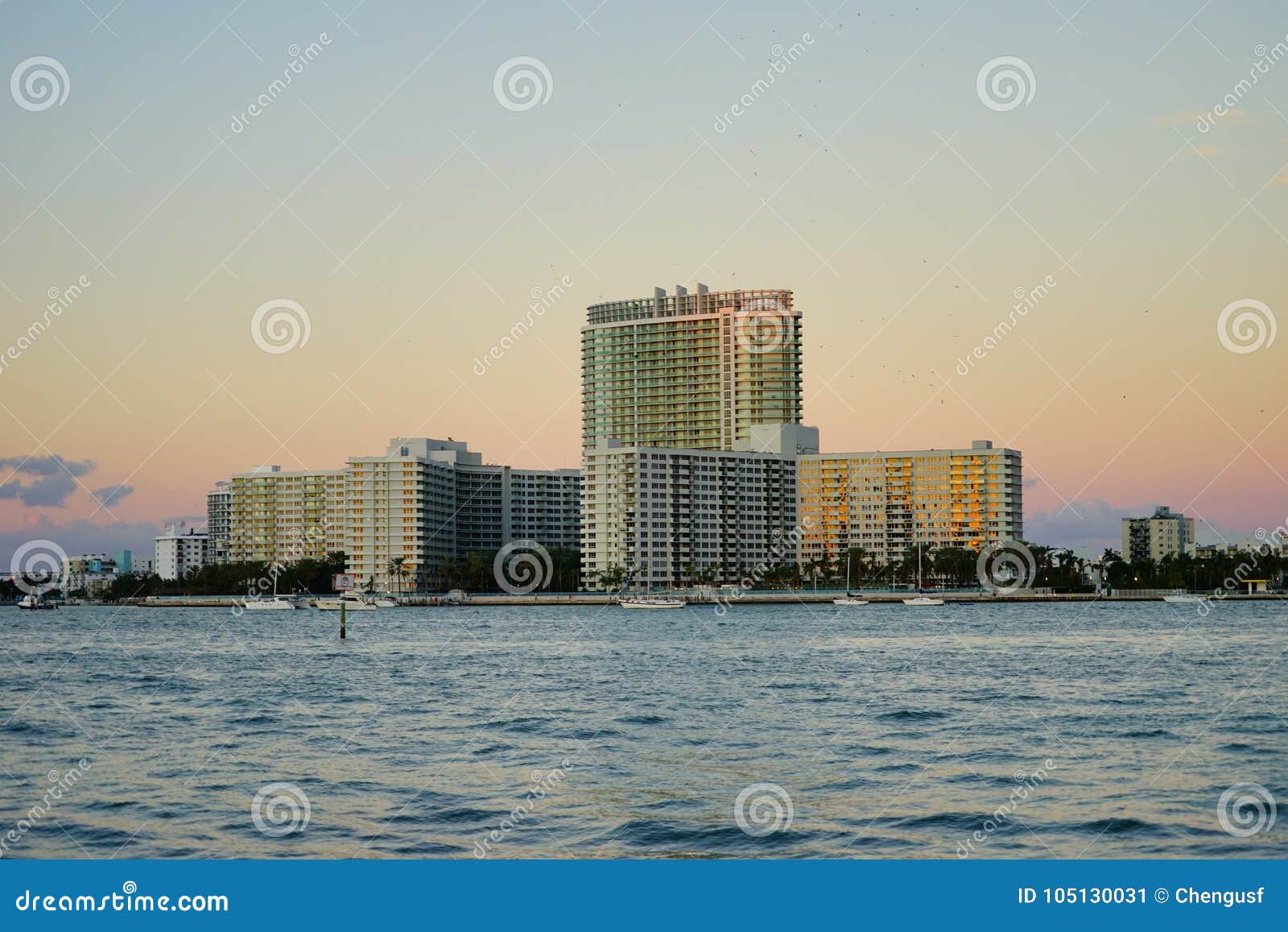 Miami sun set stock image. Image of beach, colorful - 105130031