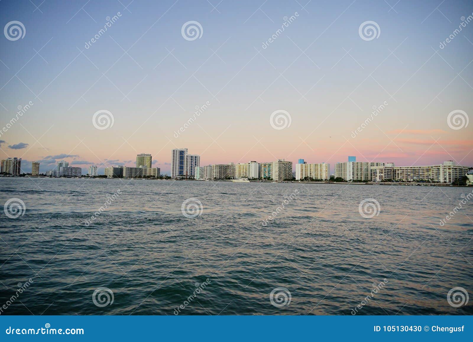 Miami sun set stock photo. Image of district, hotel - 105130430