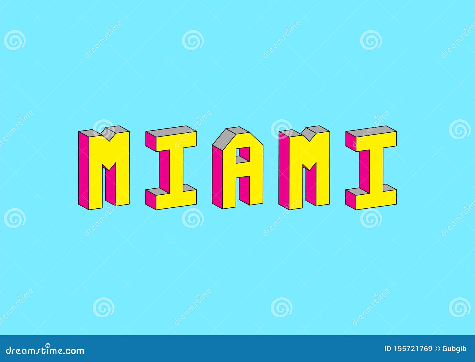 Miami Text with 3d Isometric Effect Stock Vector - Illustration of ...