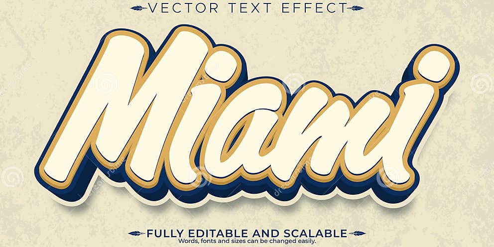 Miami Text Effect, Editable Vintage and Retro Text Style Stock Vector ...