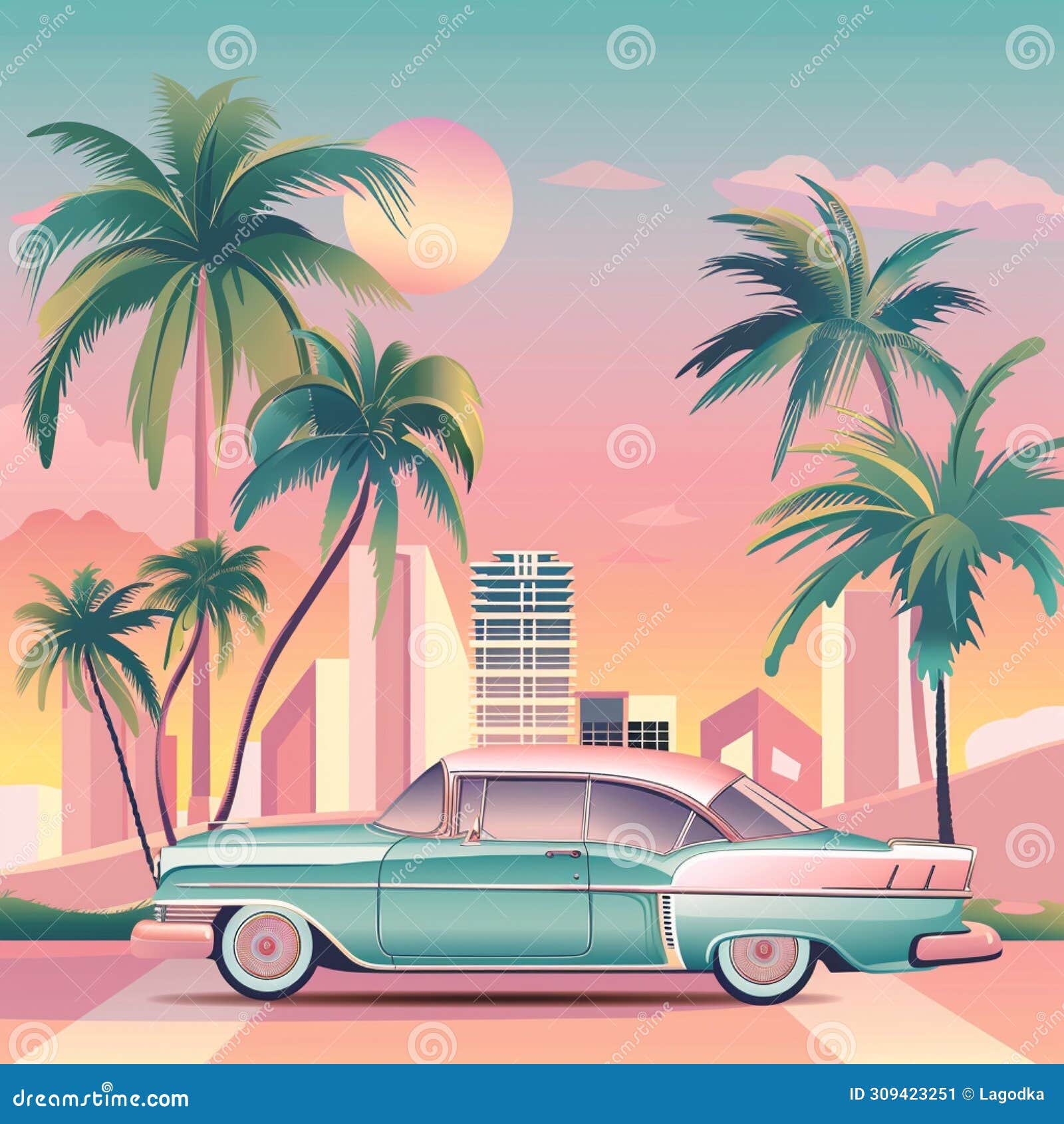 Miami Travel Poster in Retro Style Stock Illustration - Illustration of ...