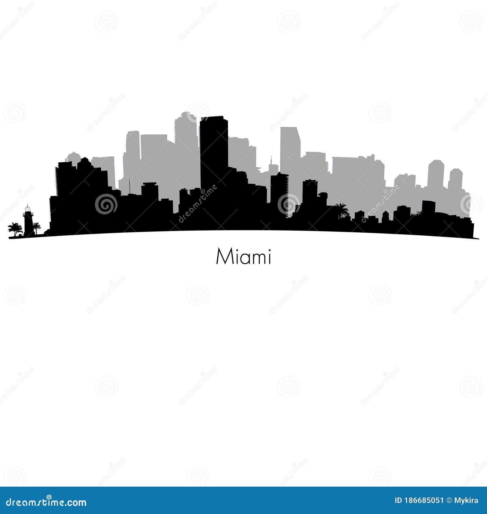 Miami vector Skyline stock vector. Illustration of skyline - 186685051