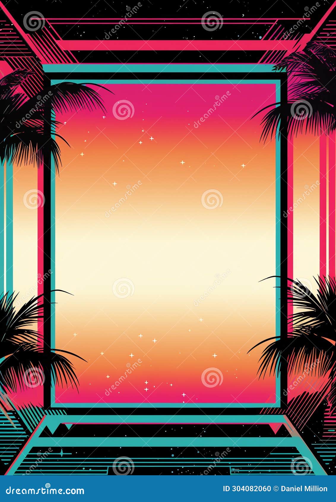 Miami Vice Inspired Frame 80s Retro Nostalgic Stock Illustration ...