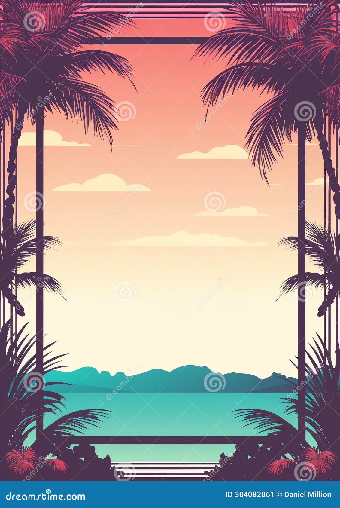 Miami Vice Inspired Frame 80s Retro Nostalgic Stock Illustration ...