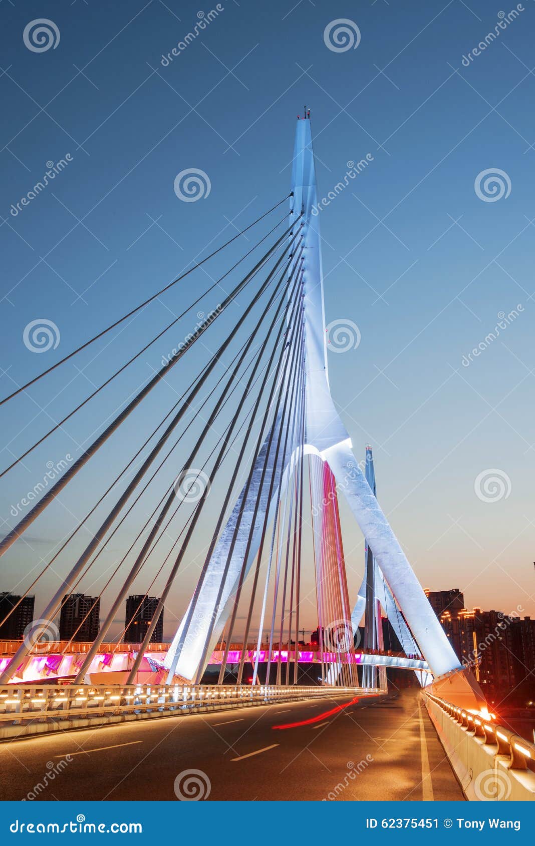 Mianyang Sanjiang One Bridge in the Evening Time. Editorial Photo ...