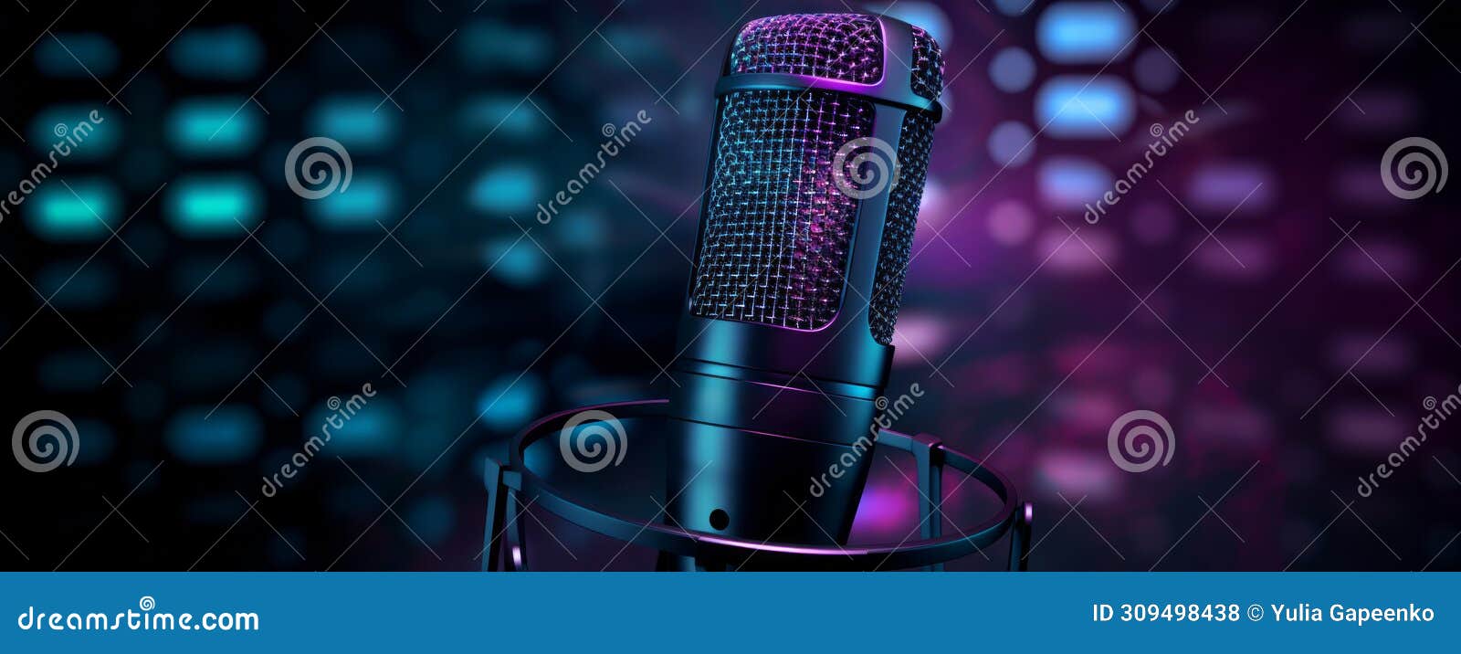 Mic on the Background of a Black Abstract Stock Photo - Image of record ...