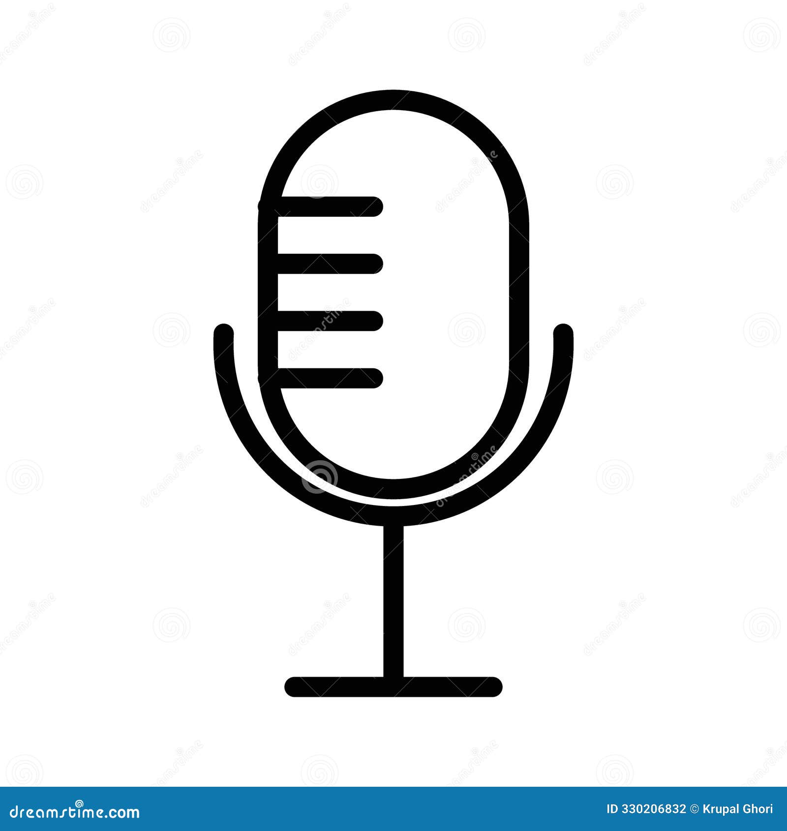 Mic Button Icon Linear Logo Mark in Black and White Stock Illustration ...