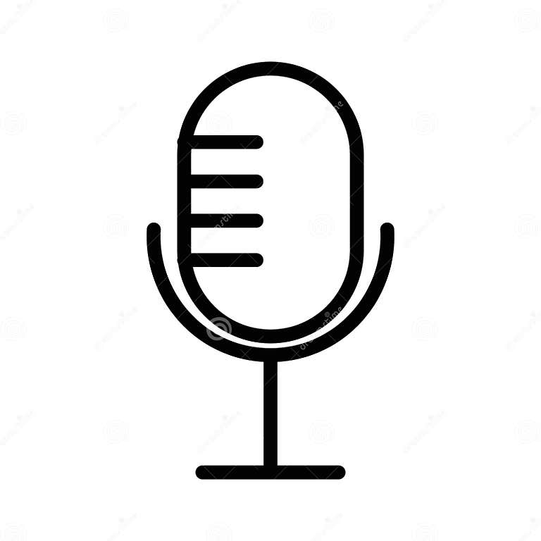 Mic Button Icon Linear Logo Mark in Black and White Stock Illustration ...