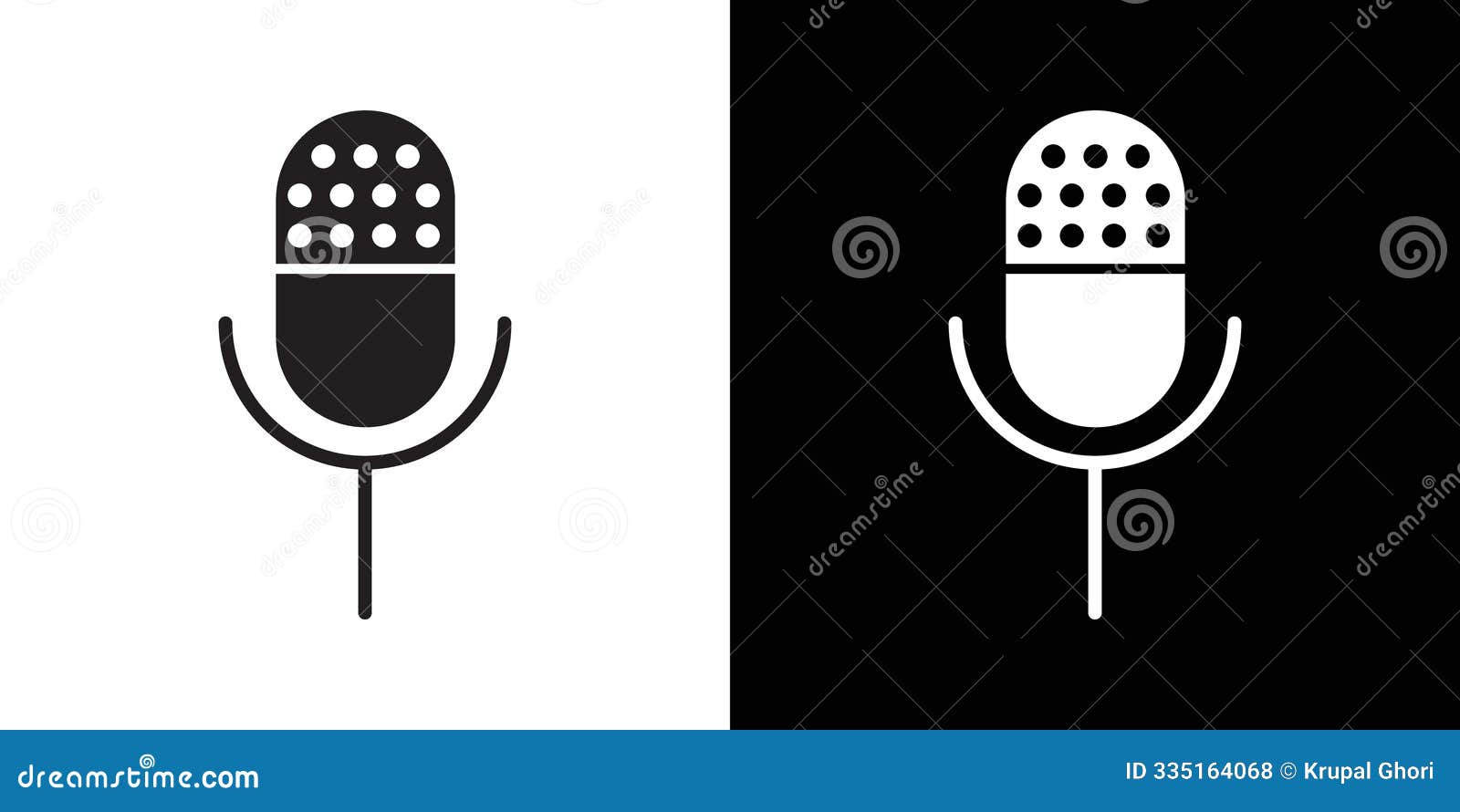 Mic Button Icon Thin Line Flat Illustration Stock Illustration ...