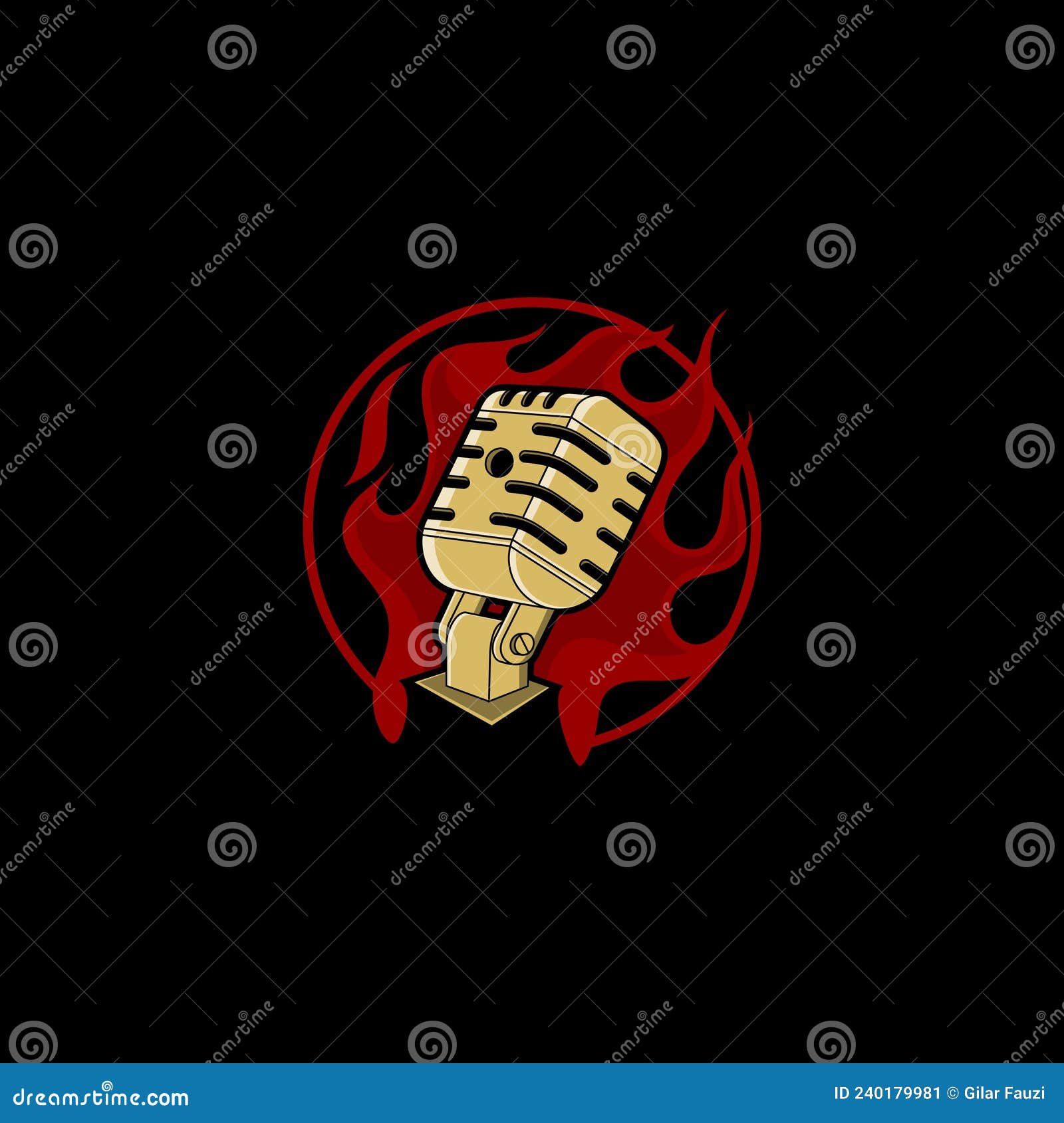 Mic and fire logo stock vector. Illustration of podcast - 240179981