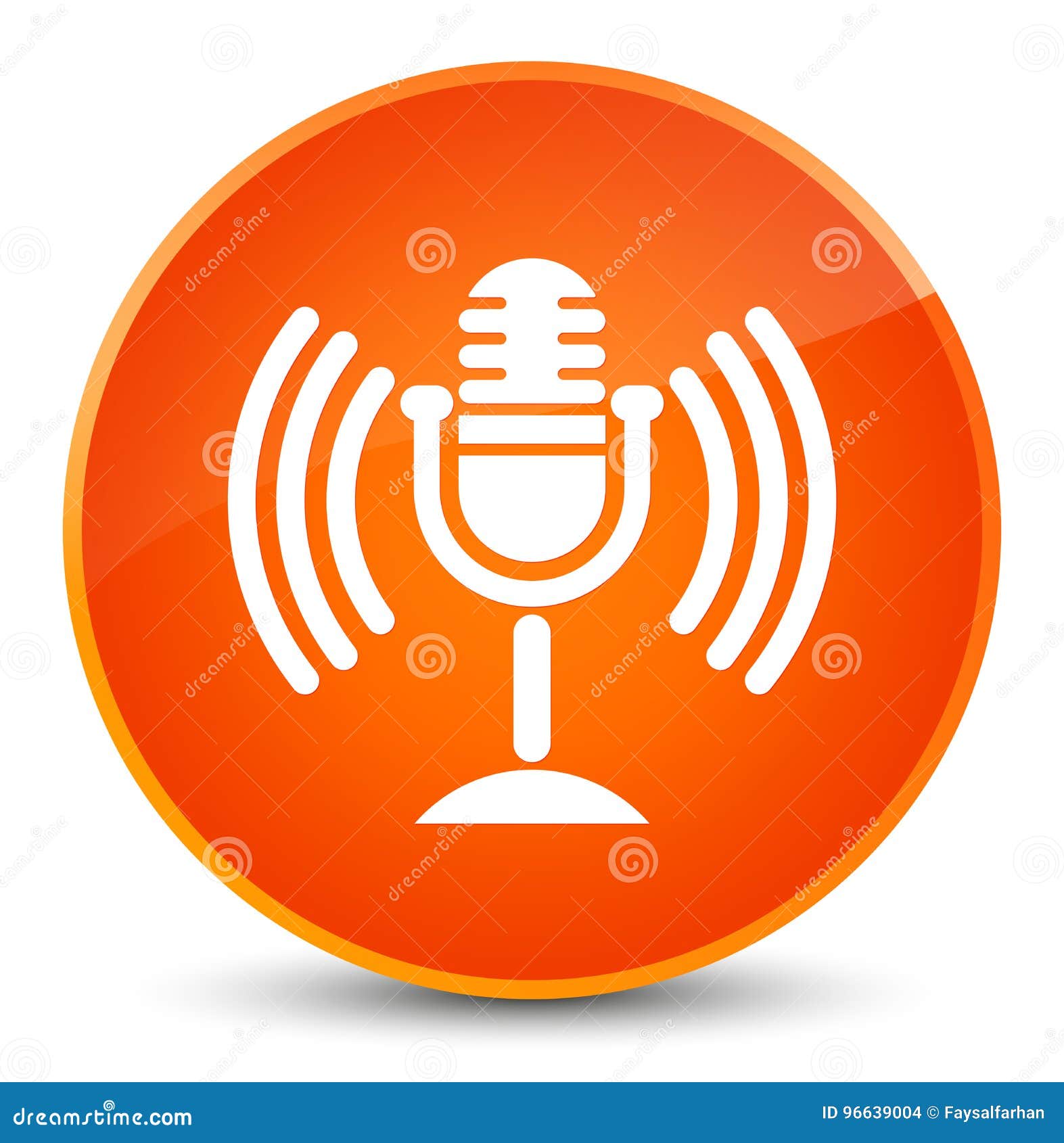 Mic Icon Elegant Orange Round Button Stock Illustration - Illustration ...