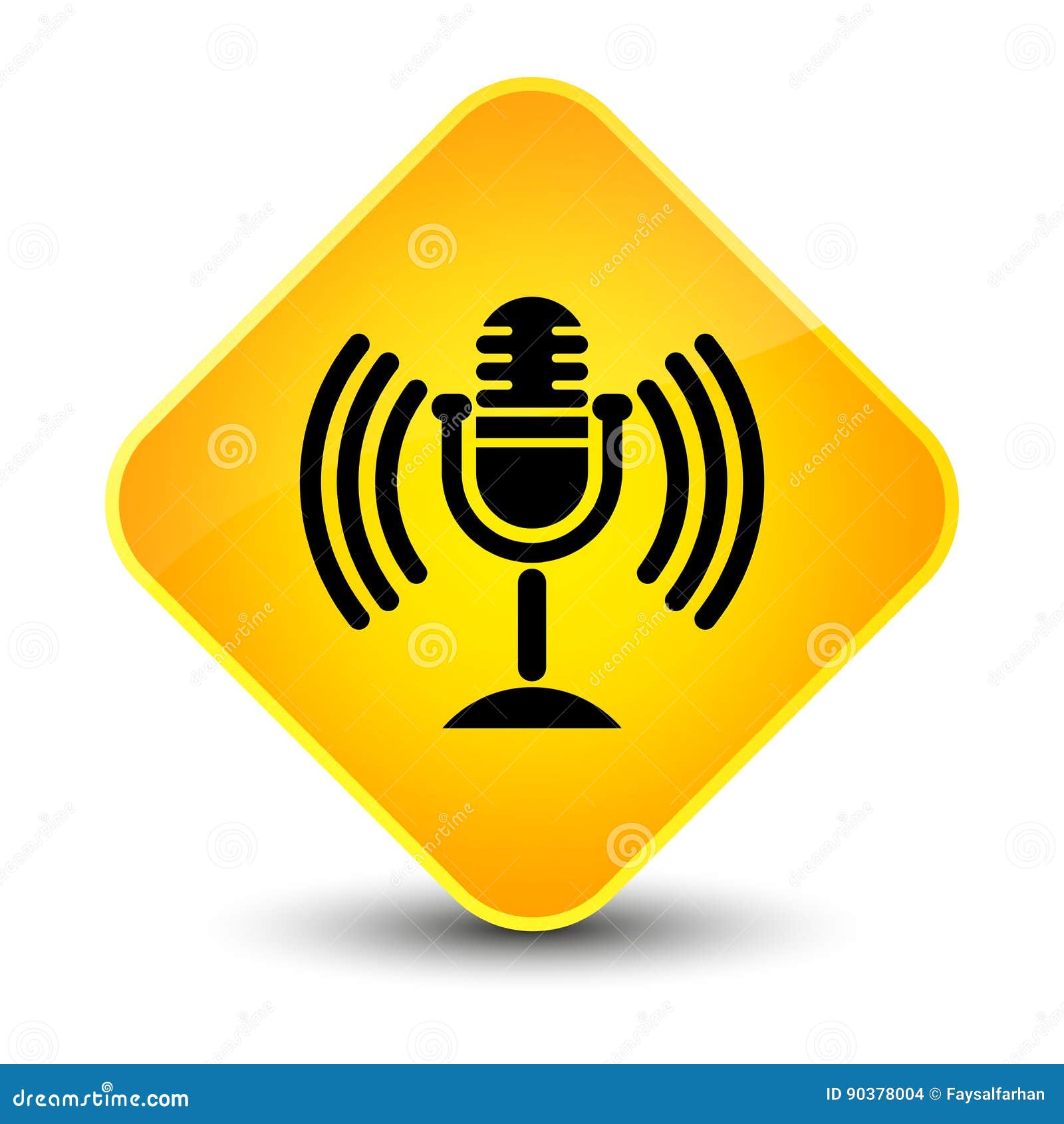 Mic Icon Elegant Yellow Diamond Button Stock Illustration ...