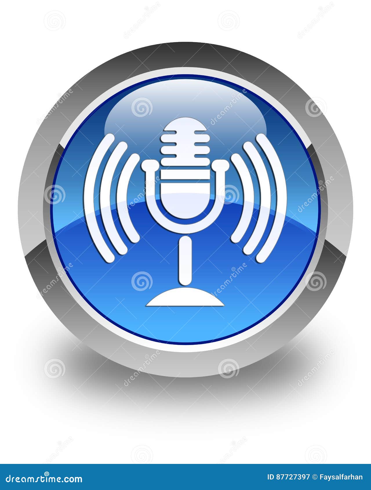 Mic Icon Glossy Blue Round Button Stock Illustration - Illustration of ...