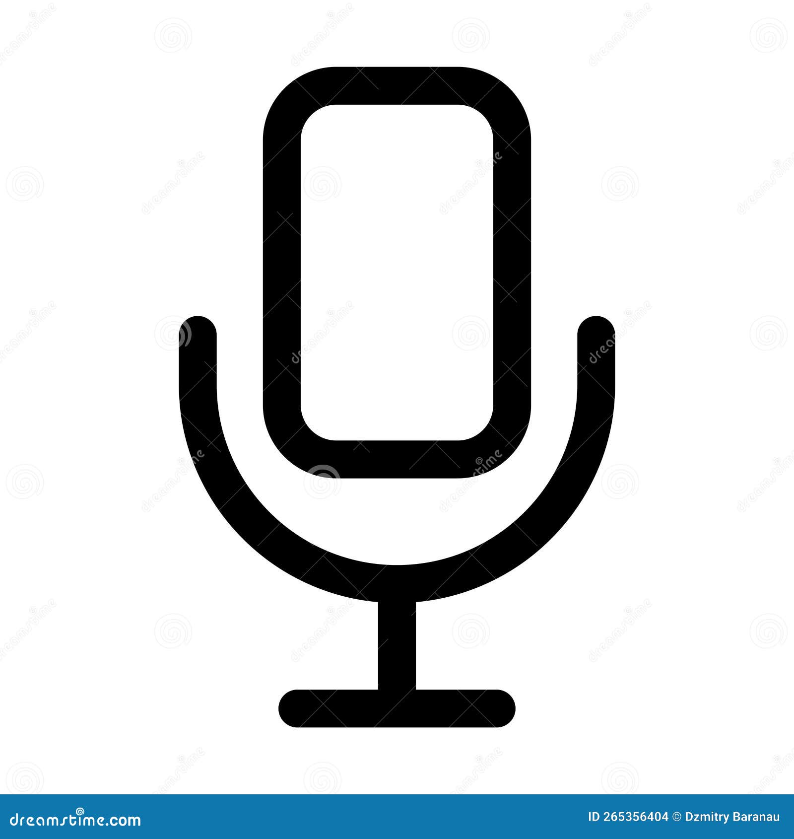 Mic Icon Line Isolated on White Background. Black Flat Thin Icon on ...