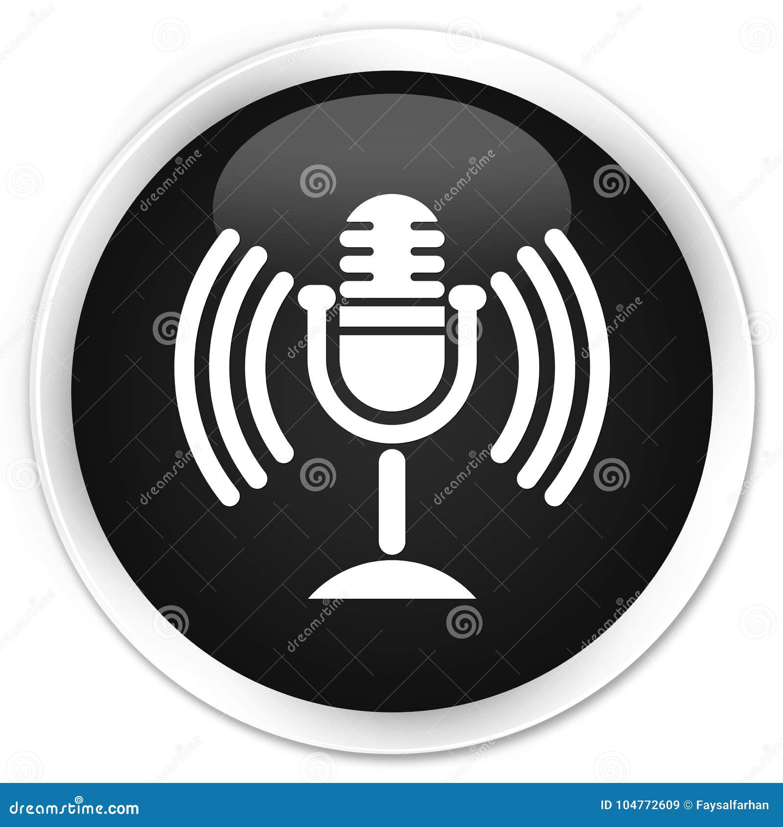 Mic Icon Premium Black Round Button Stock Illustration - Illustration ...