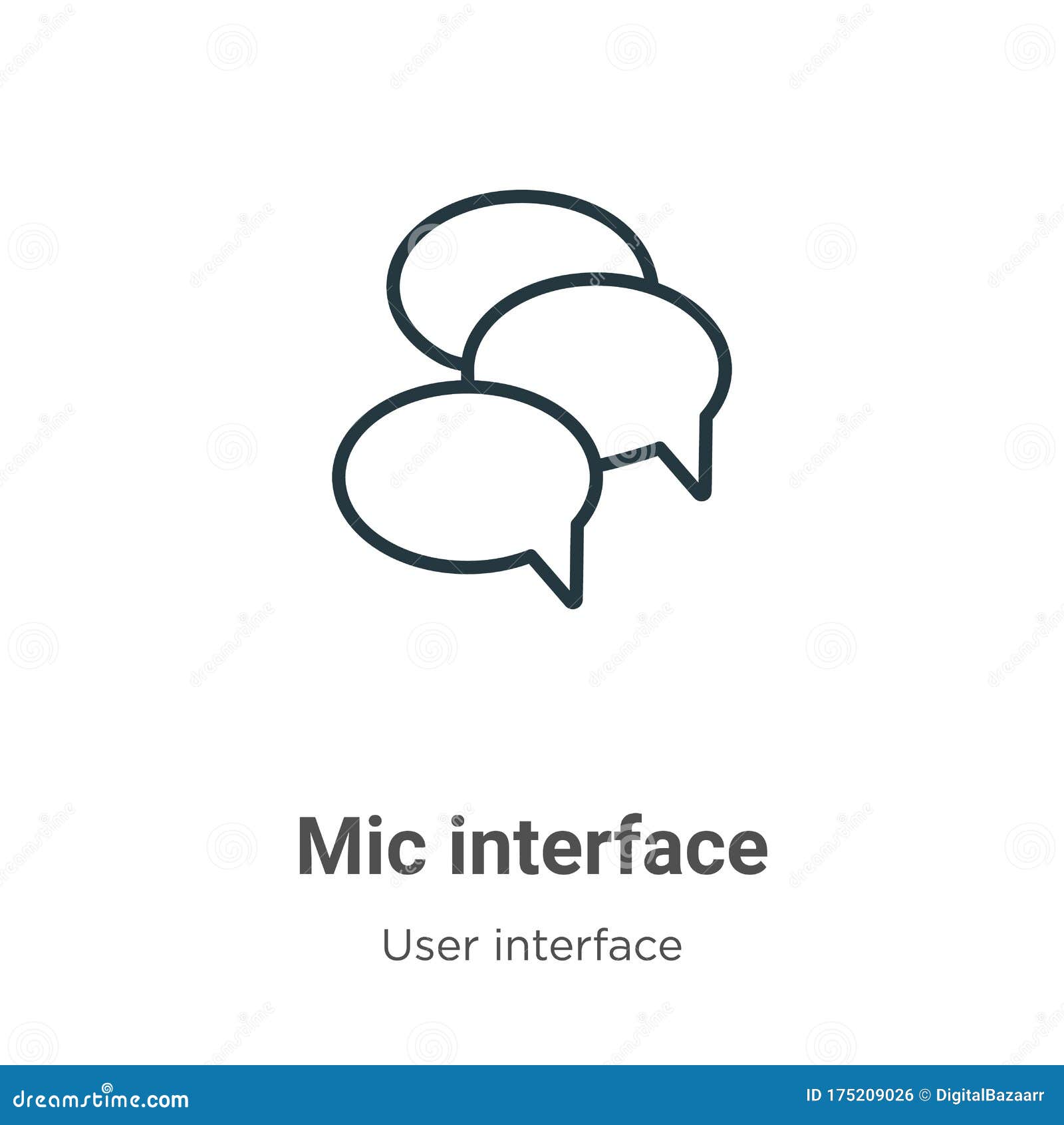 Mic Interface Outline Vector Icon. Thin Line Black Mic Interface Icon ...