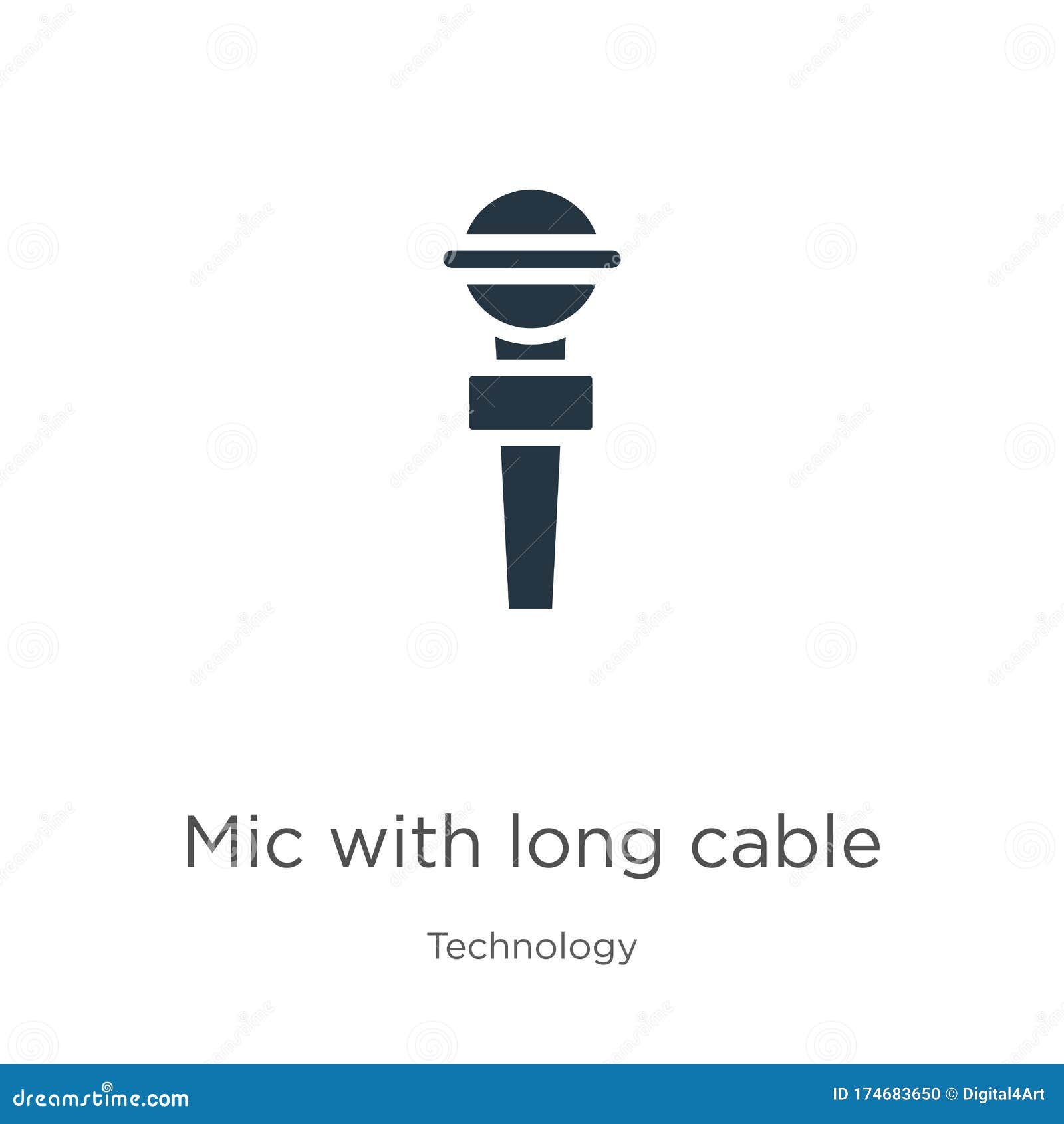Mic with Long Cable Icon Vector. Trendy Flat Mic with Long Cable Icon ...
