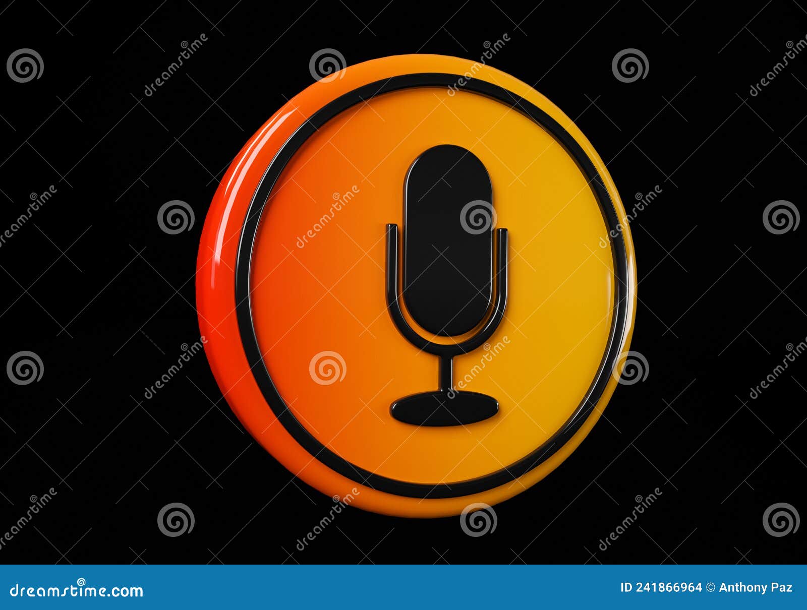 Mic Media Button. Buttons. Shiny Icon with Yellow Frame and with ...