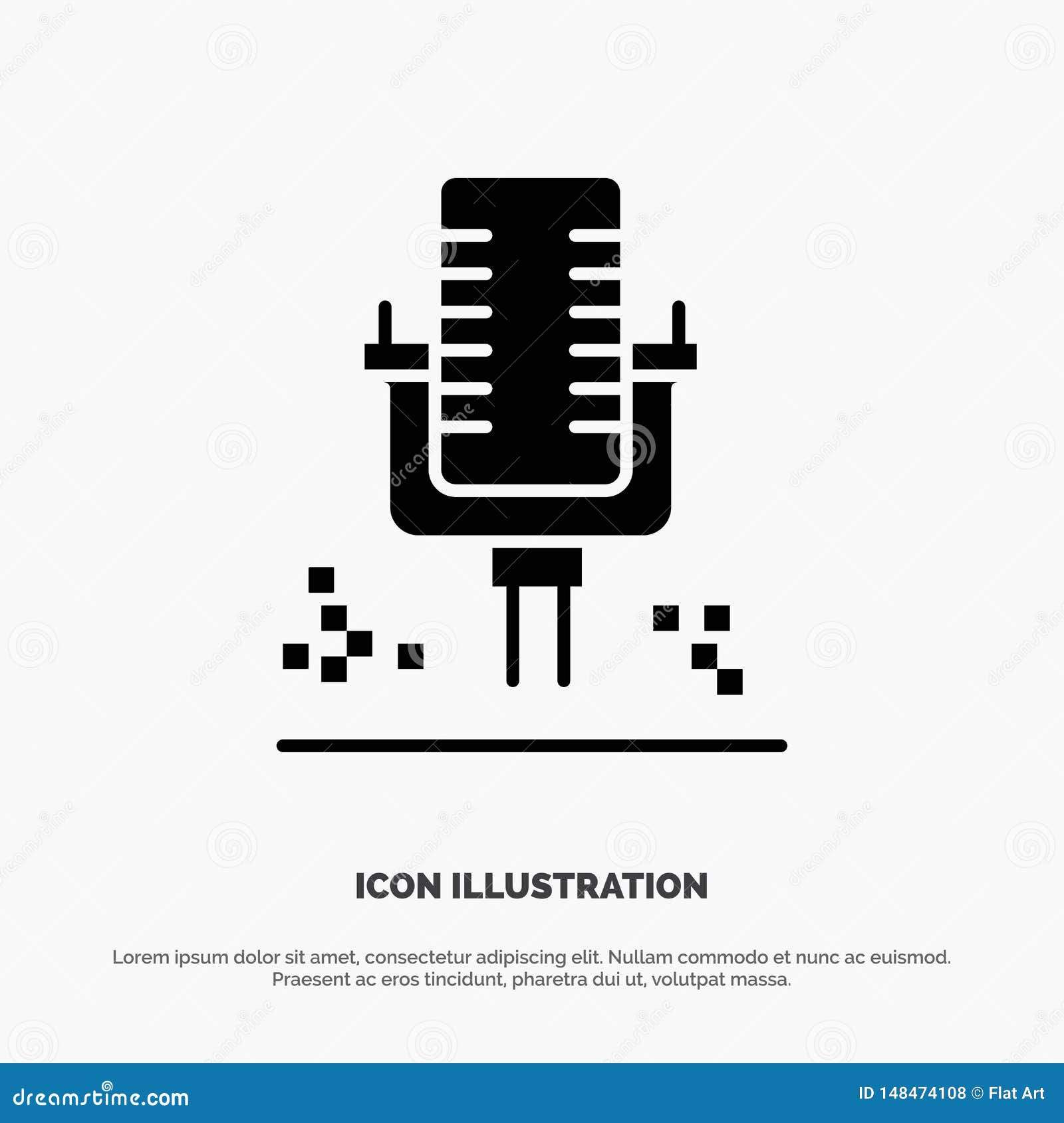 Mic, Microphone, Professional, Recording Solid Glyph Icon Vector Stock ...