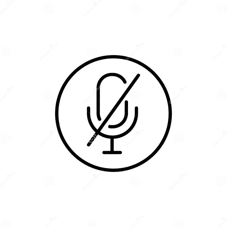 Mic Off Icon Thin Vector Set Stock Vector - Illustration of isolated ...