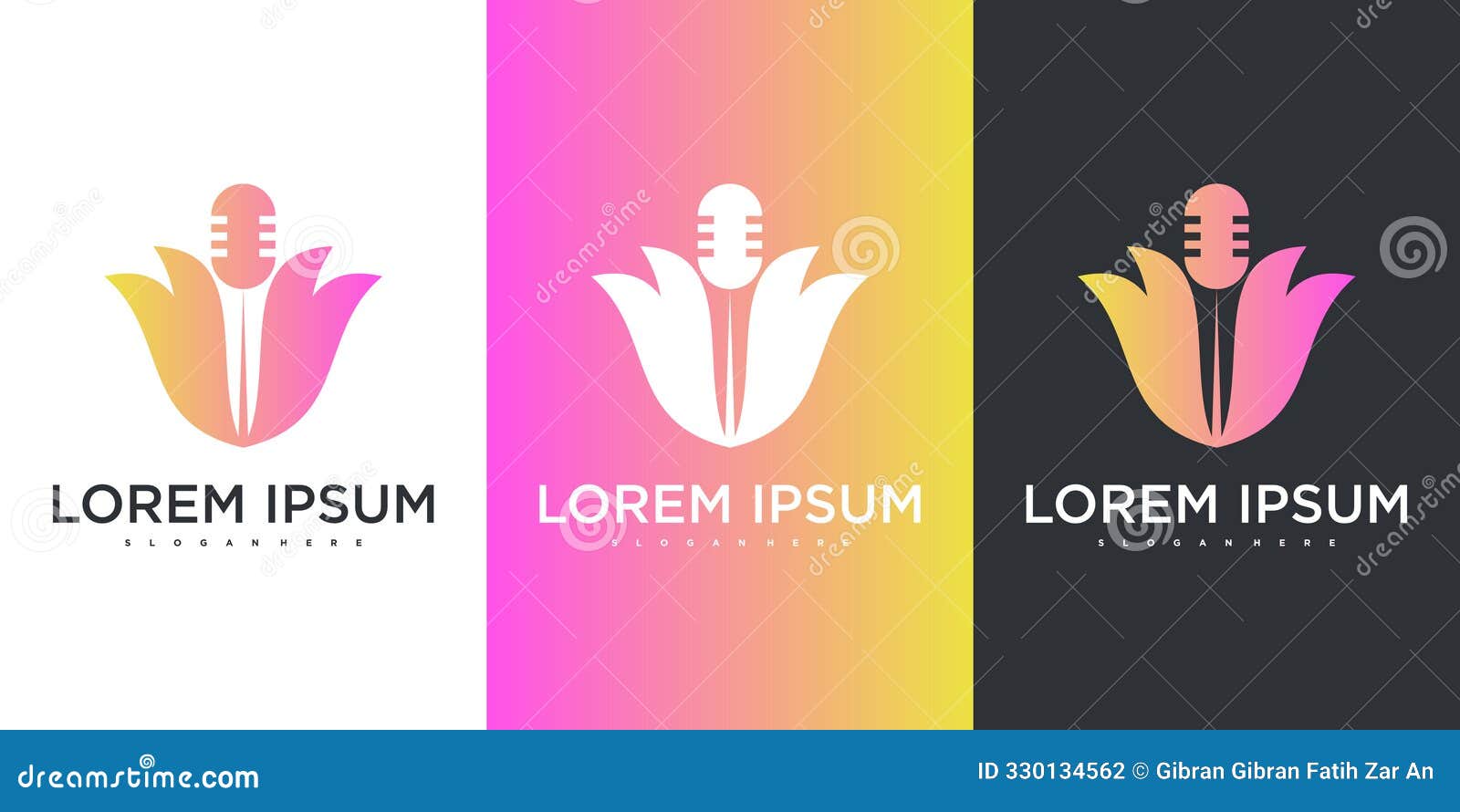 Mic and Rose Flower Logo Design Concept Vector. Premium Vector Stock ...