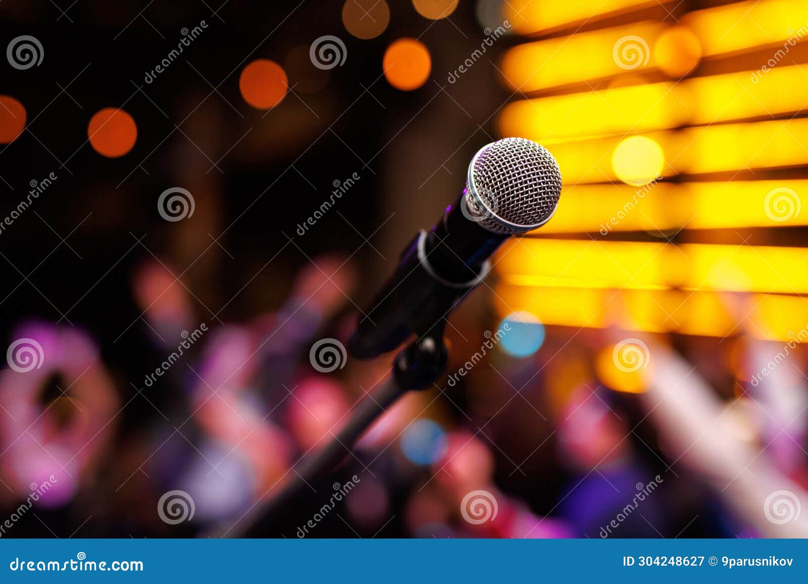 The Mic on Stage before the Artist Performance Stock Image - Image of ...