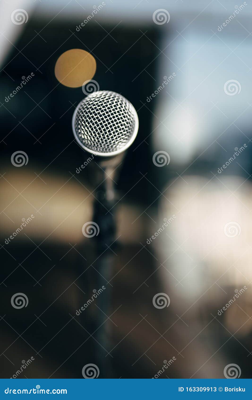 MIC on a STAGE READY for the SINGER or SPEAKER Stock Image - Image of ...