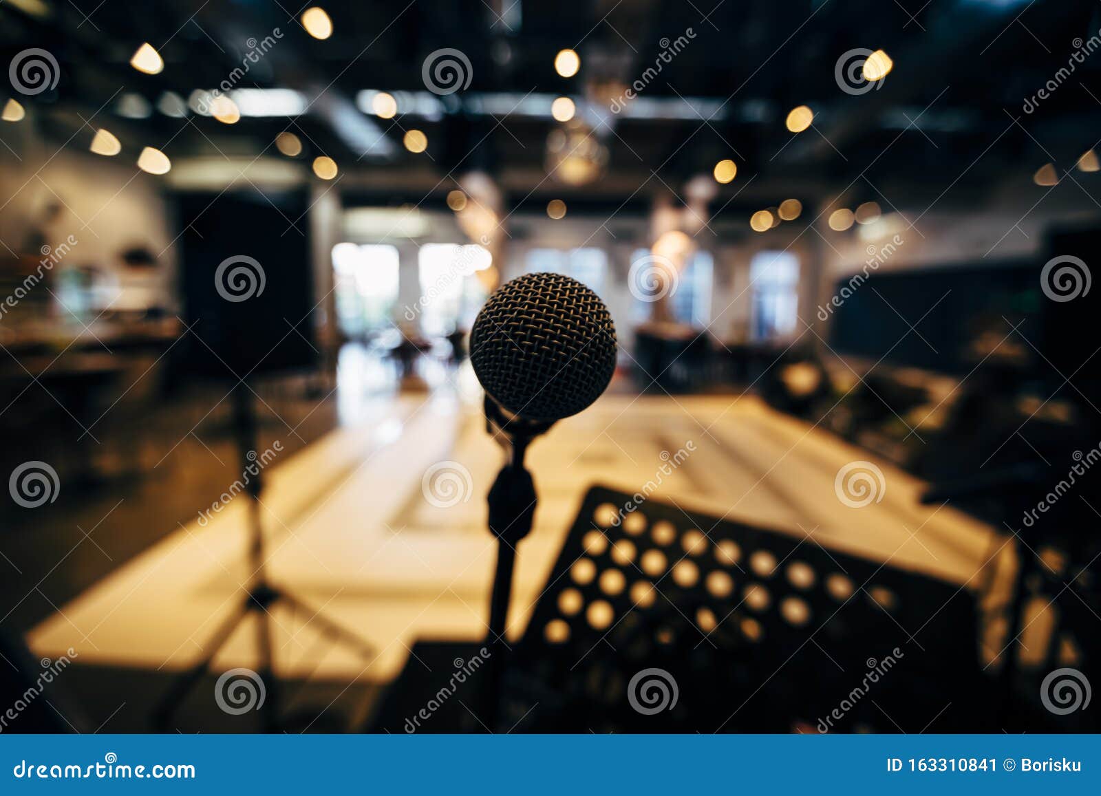 MIC on a STAGE READY for the SINGER or SPEAKER Stock Image - Image of ...