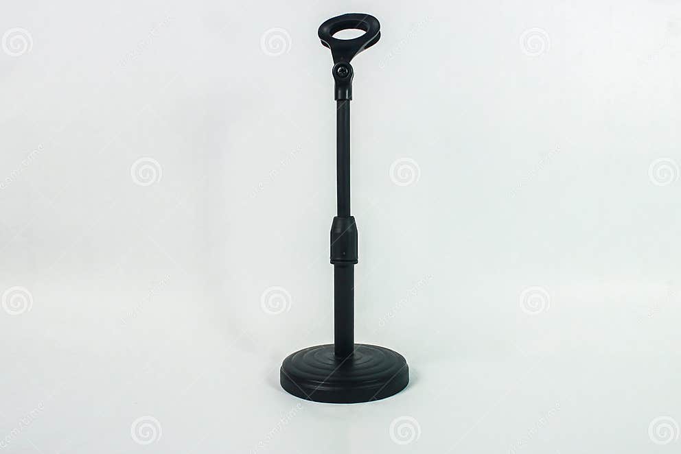 Black Microphone Stand Medium Size with White Background. Concept ...
