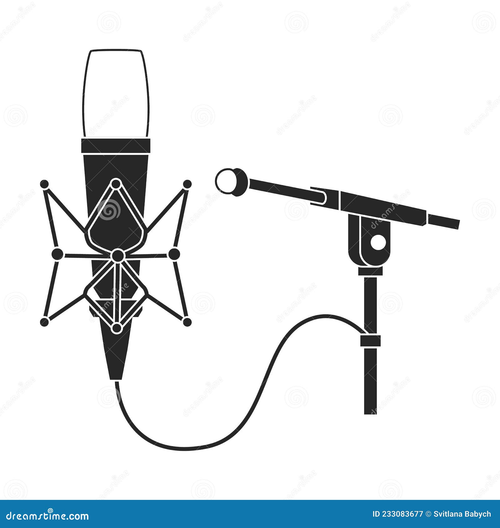 Mic Vector Icon.Black Vector Icon Isolated on White Background Mic ...