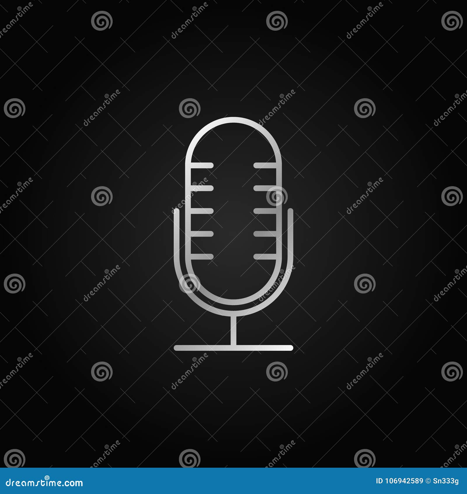 Mic Vector Silver Line Icon. Retro Microphone Concept Symbol Stock ...
