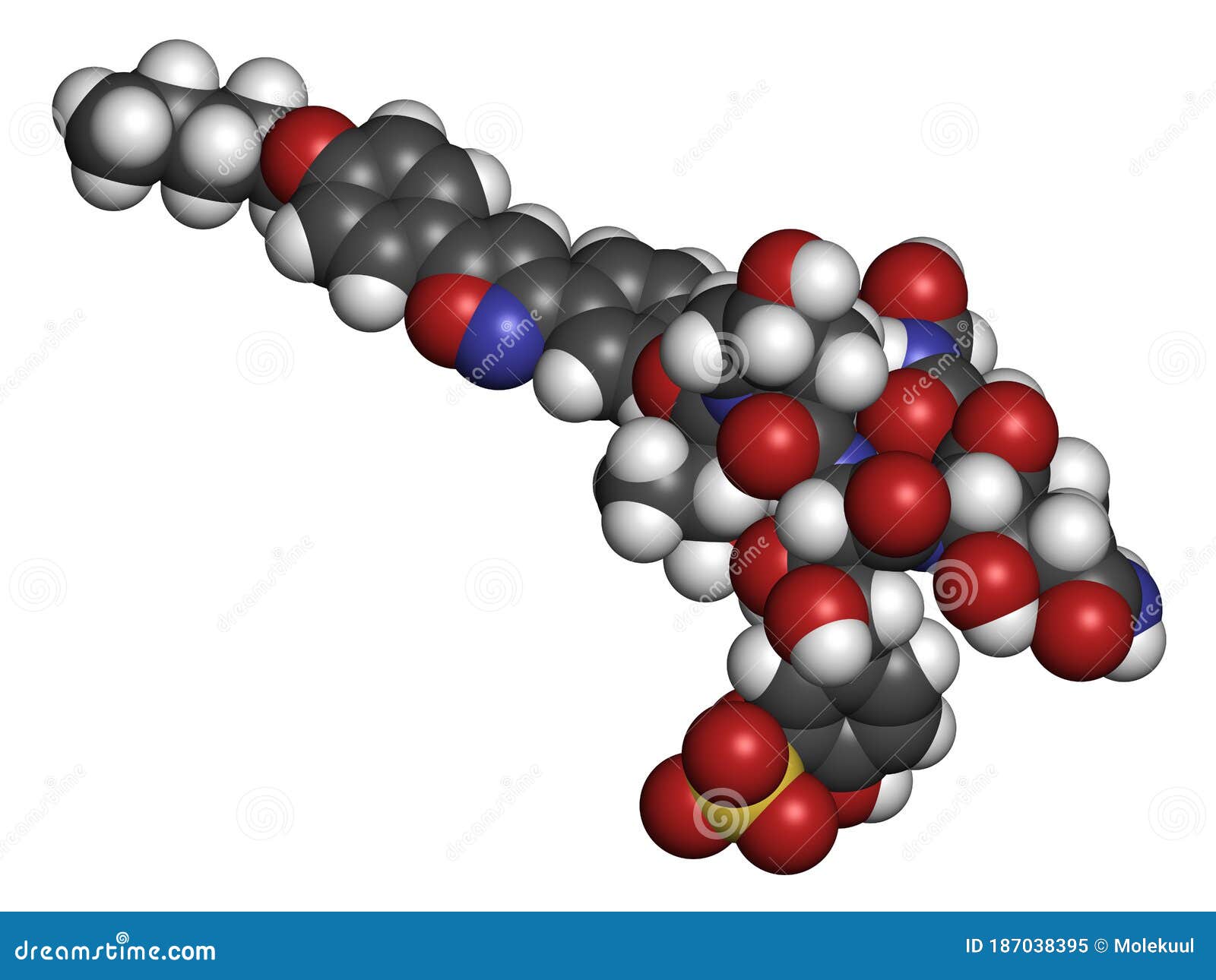 Micafungin Antifungal Drug Molecule. 3D Rendering Stock Illustration ...