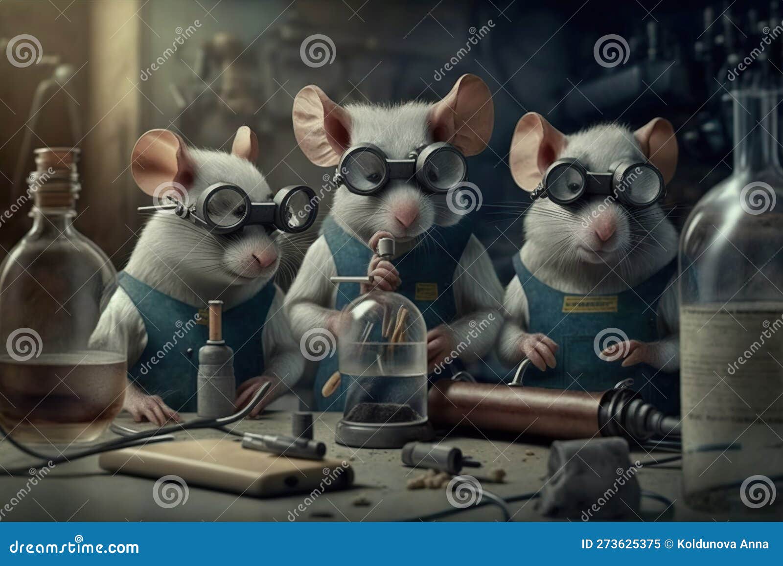 Mice As Scientists Experiment in a Lab, Created with Generative AI ...