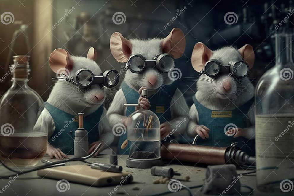 Mice As Scientists Experiment in a Lab, Created with Generative AI ...