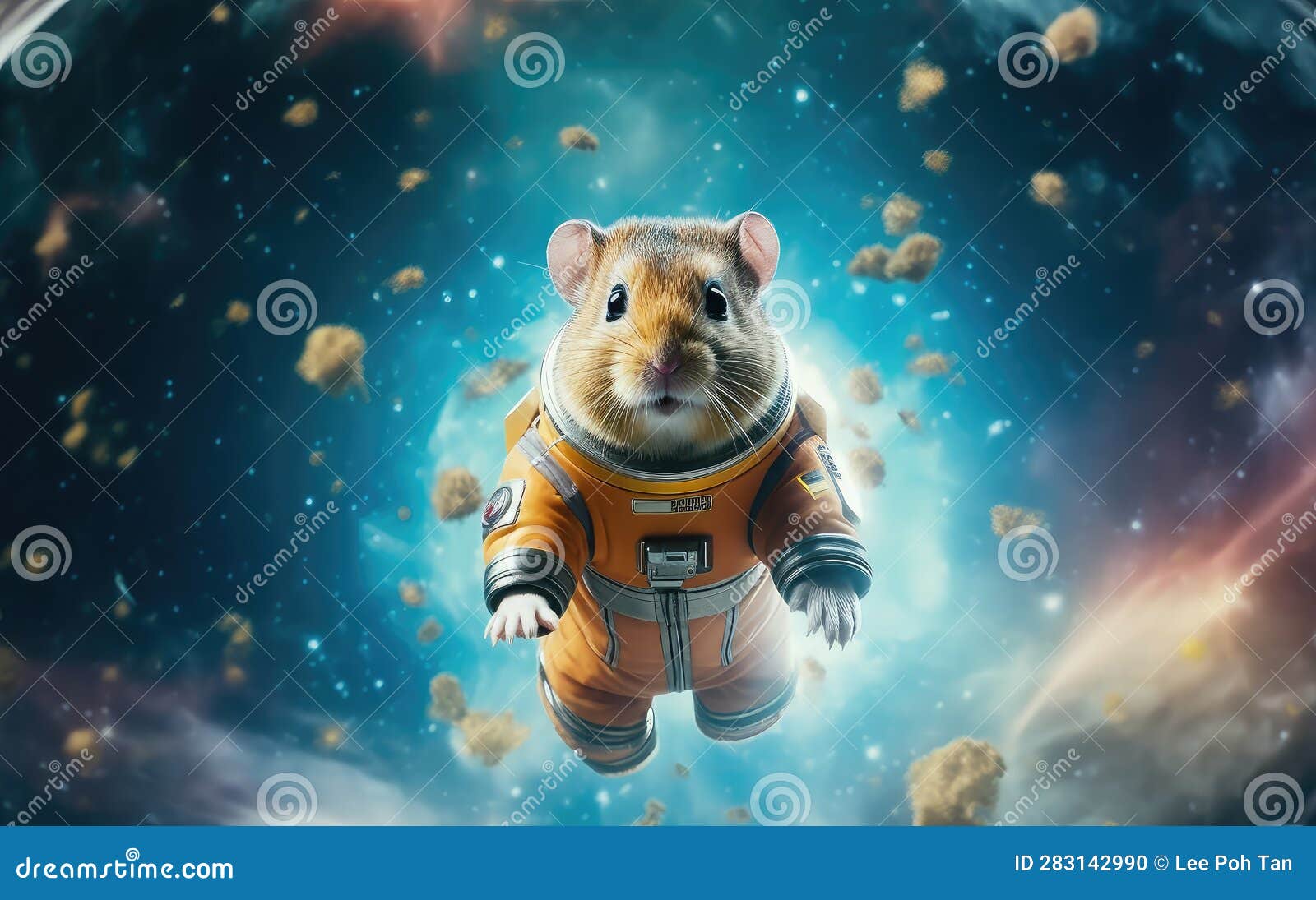 A Mice Astronaut Flying in the Space. Stock Illustration - Illustration ...
