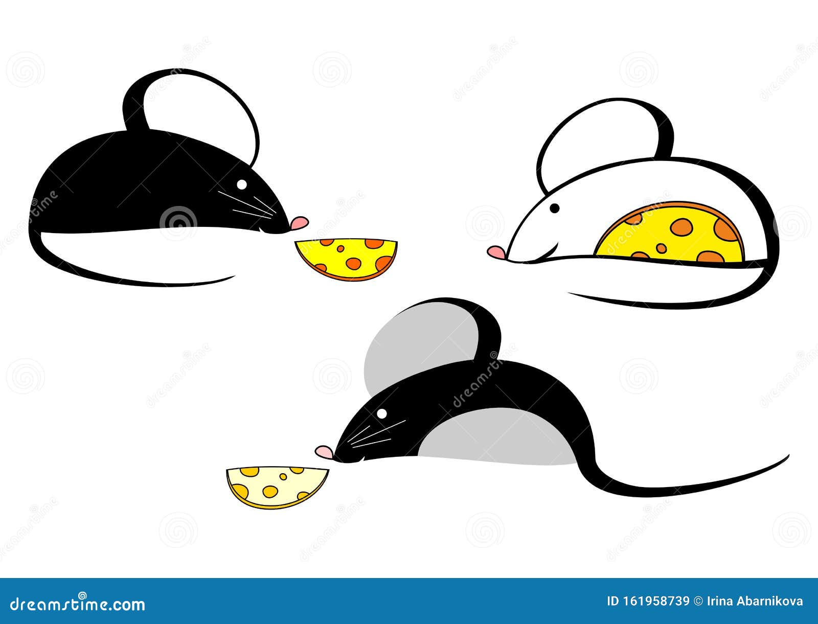 Mice and Cheese. the Symbol of the Chinese New Year 2020. Vector ...
