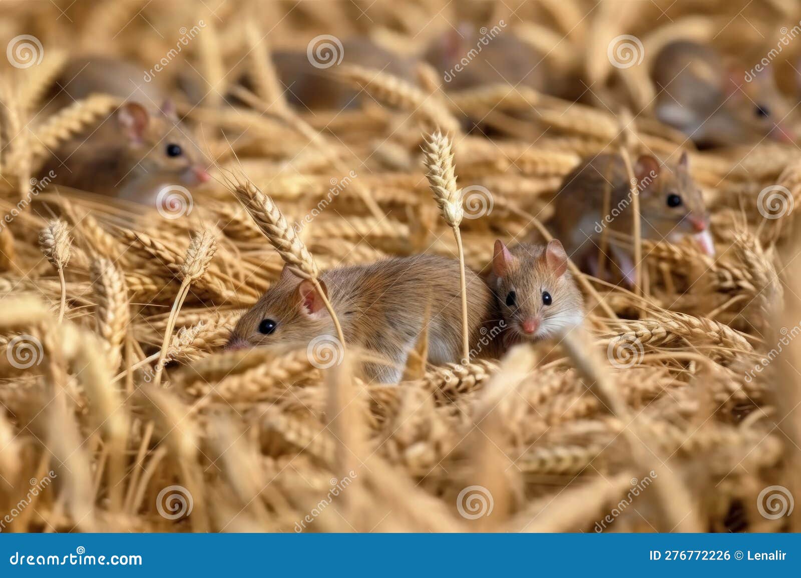 Mice in a Field of Ripe Wheat Stock Photo - Image of rodent, core ...