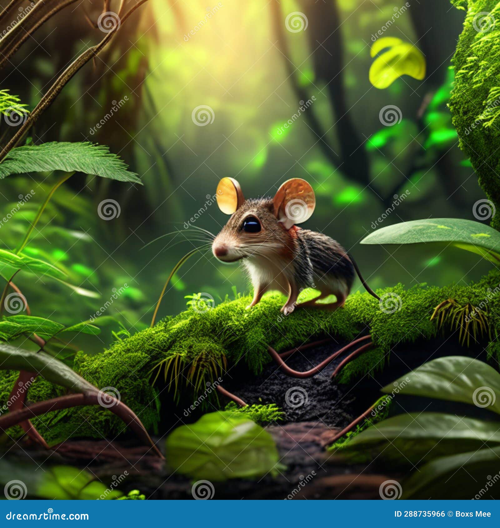 Mice in the Green Forest. 3d Rendering, 3d Illustration Stock ...