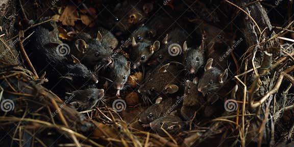 Mice Nesting in Hay stock image. Image of cage, offspring - 362080743