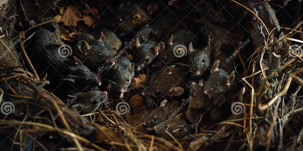 Mice Nesting in Hay stock image. Image of cage, offspring - 362080743