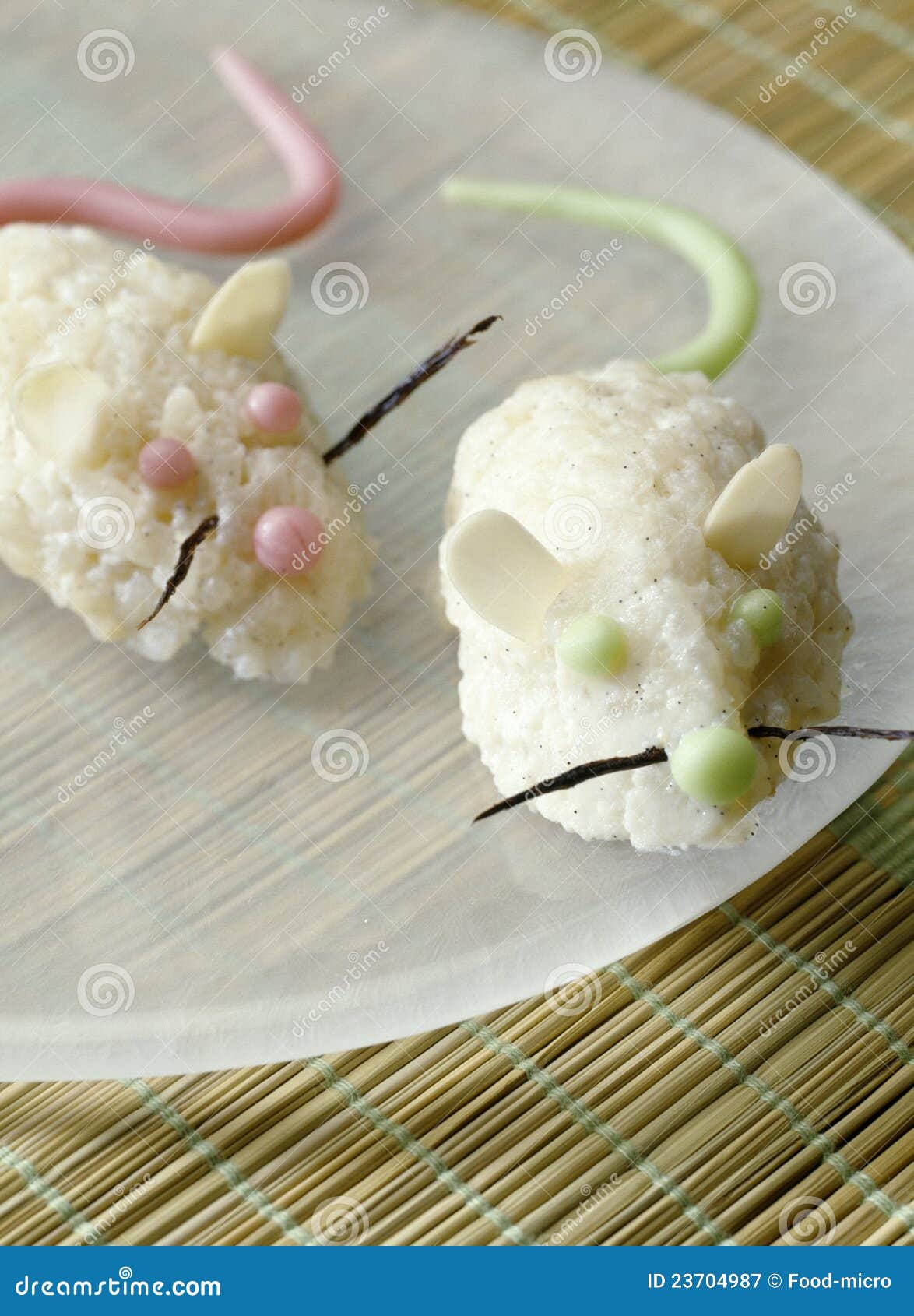Mice-shaped rice puddings stock image. Image of pudding - 23704987