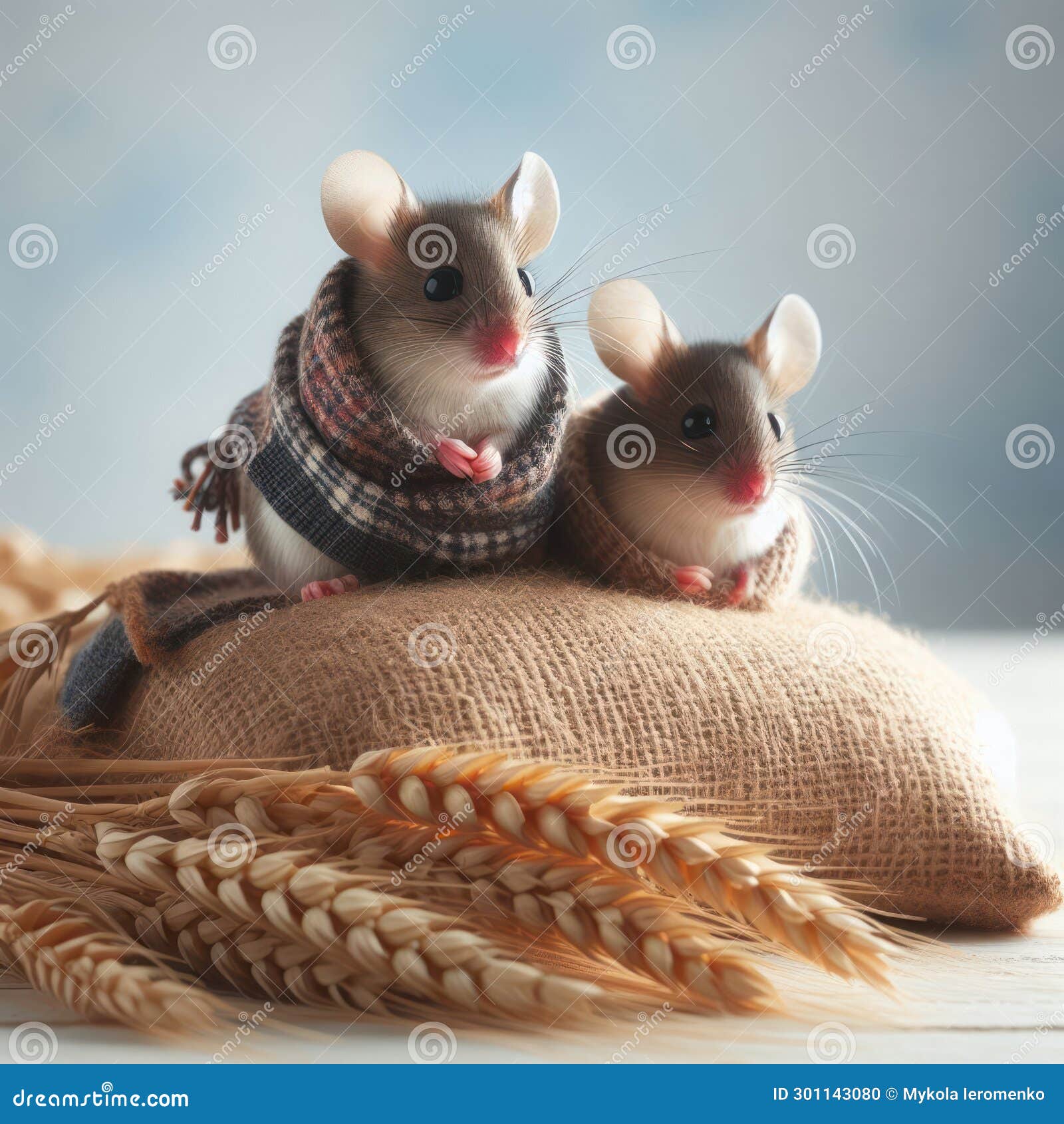 Mice sitting on a bag. stock illustration. Illustration of closeup ...