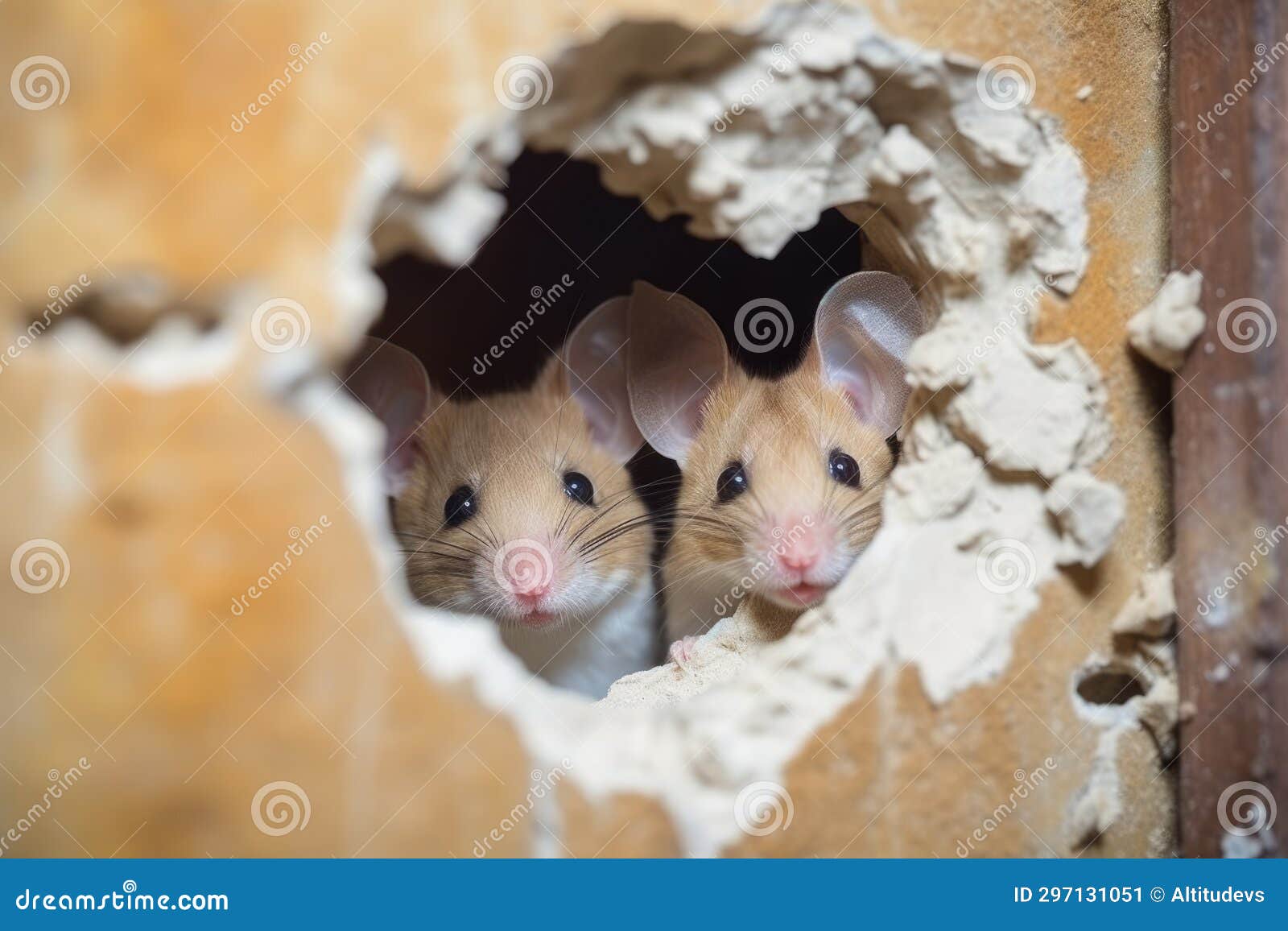 Mice Sneaking through Holes in Walls Stock Image - Image of behavior ...