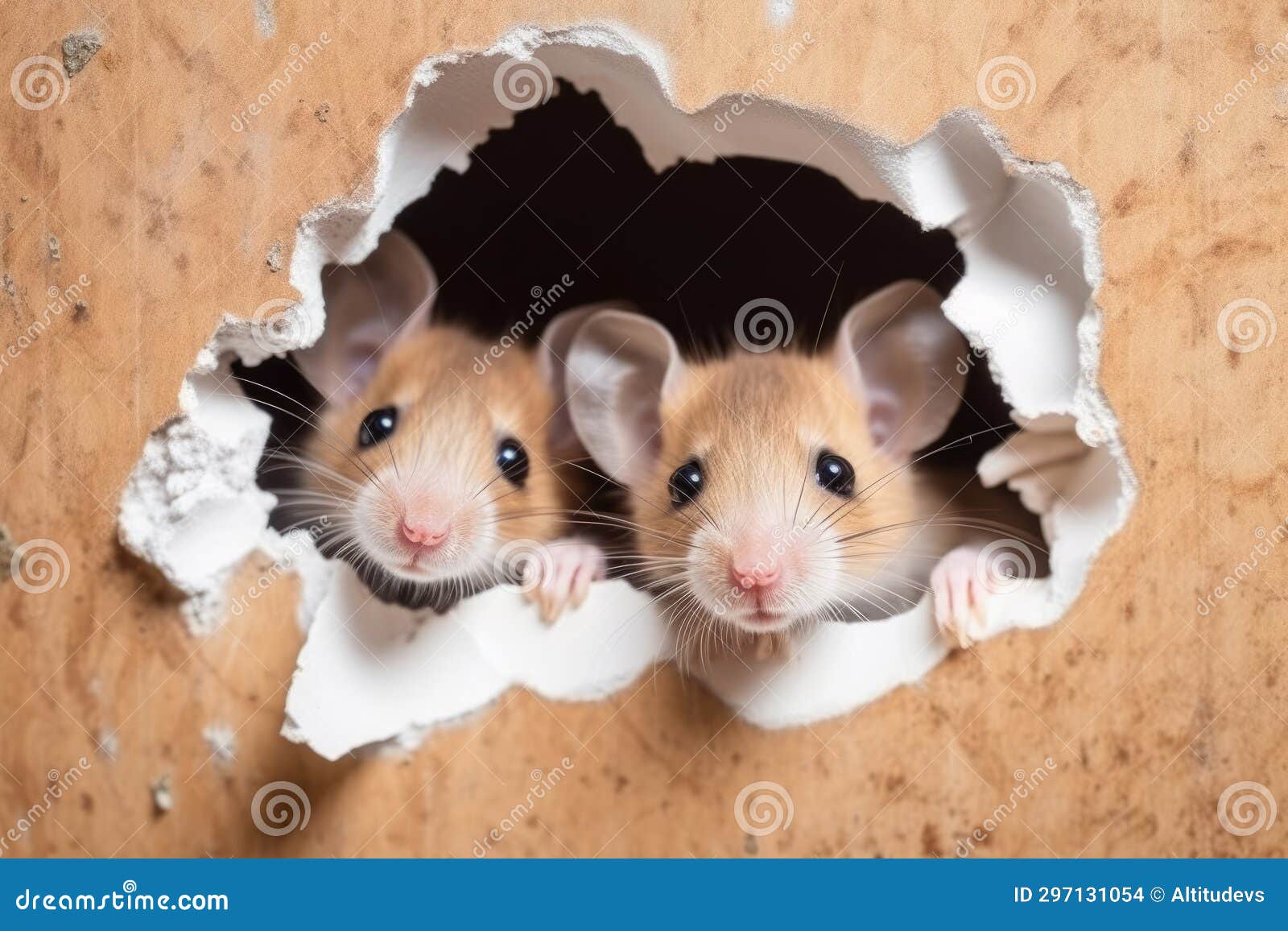Mice Sneaking through Holes in Walls Stock Photo - Image of behavior ...