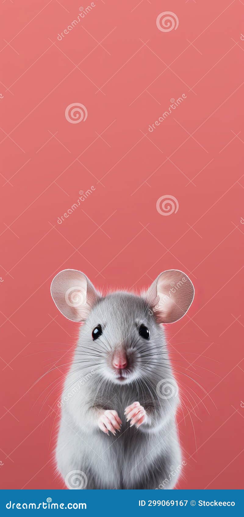 Photorealistic Grey Mouse with Huge Ears on Pink Background Stock ...
