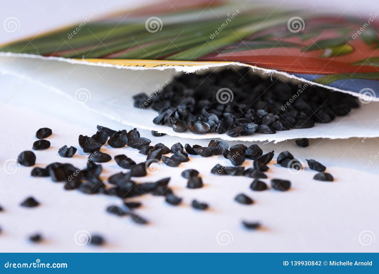 Onion Seeds Spilled from a Seed Packet Stock Photo - Image of seed ...