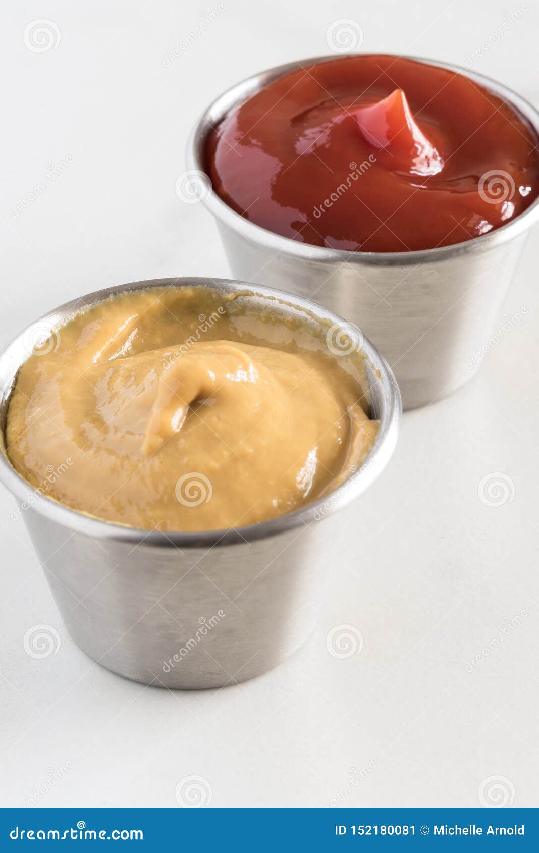 Ketchup and Mustard in Condiment Cups Stock Image - Image of yellow ...