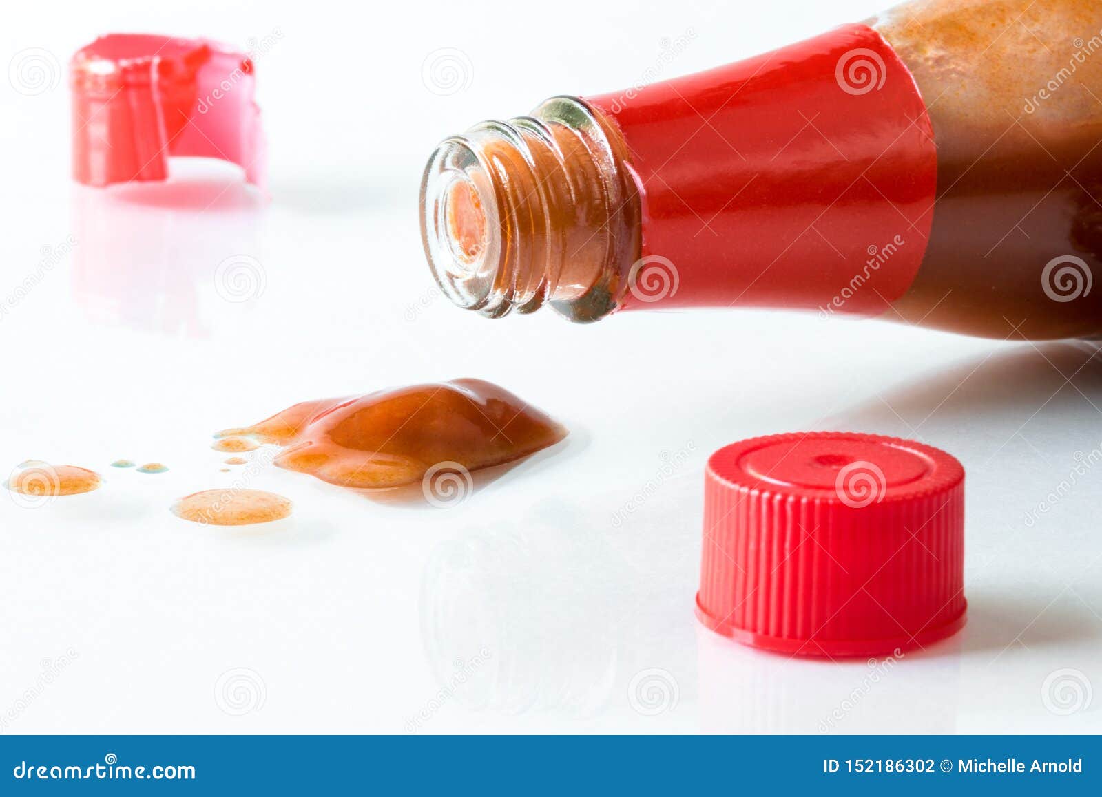 Hot Sauce Spilled from the Bottle Stock Photo - Image of ingredient ...