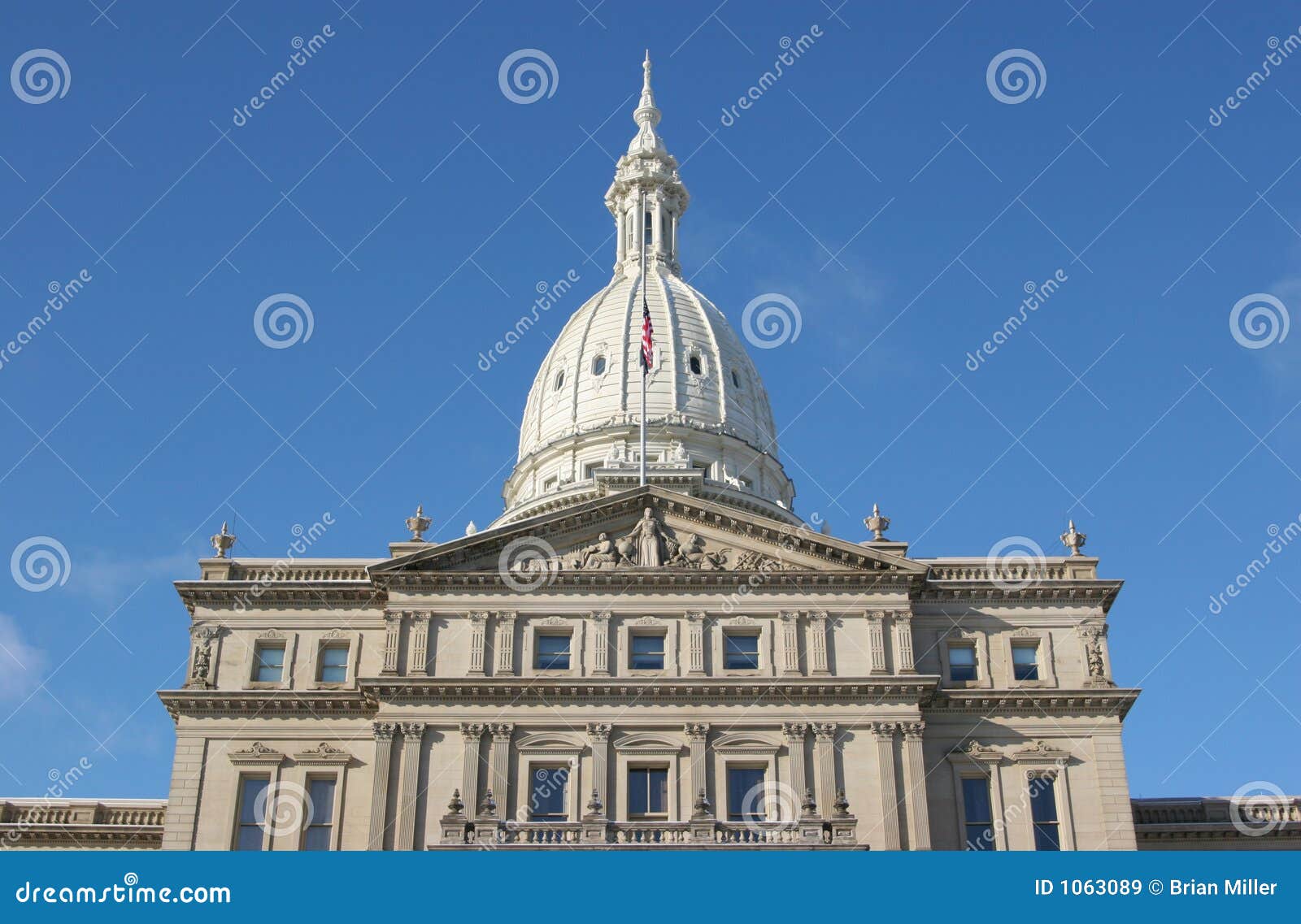 Michigan Capital stock image. Image of architecture, steeple - 1063089