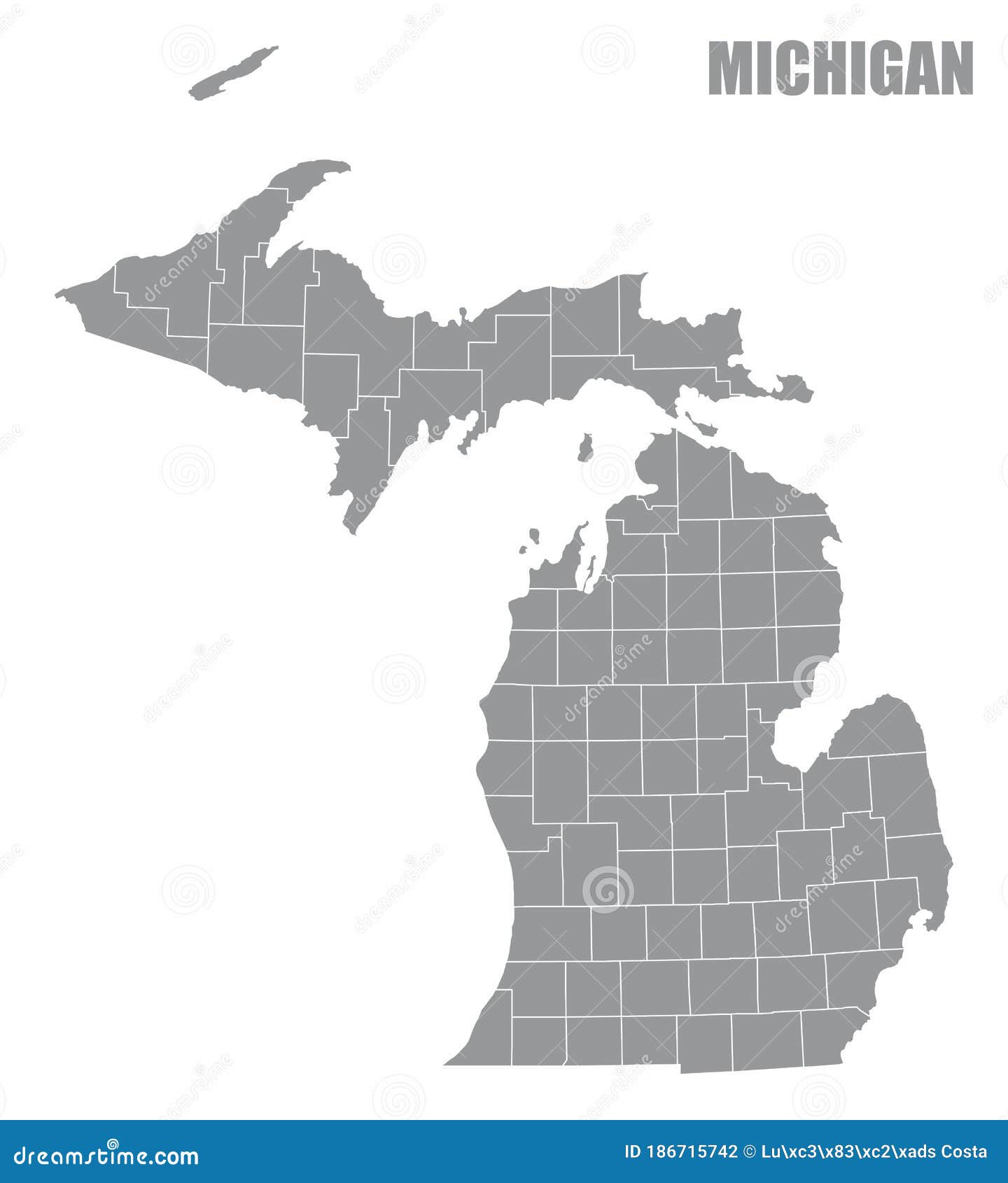 Michigan County Map stock illustration. Illustration of geography ...